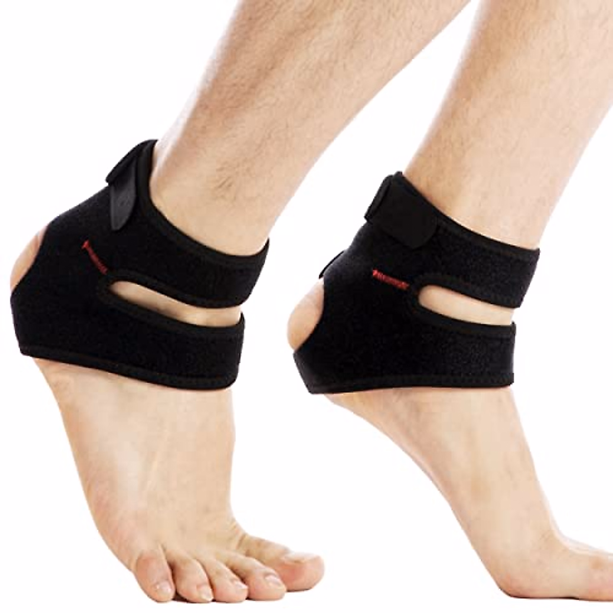 HiRui Ankle Brace Ankle Support for Men Women, Adjustable Ankle Wraps Ankle Stabilizer for Sports Protection Running Basketball Arthritis Sprain, Breathable (One Size, Black, 2-Pack)
