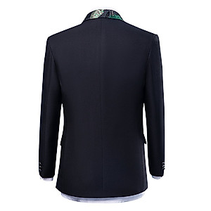 Mens 2-Piece Suits One Button Floral Blazer Dinner Jacket and Pants (Green, Medium)