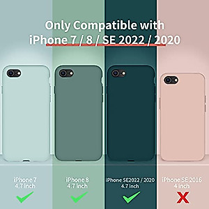 Cordking iPhone SE Case 2022/2020, iPhone 7 8 Case, Silicone Ultra Slim Shockproof Phone Case with [Soft Microfiber Lining], 4.7 inch, Midnight Green