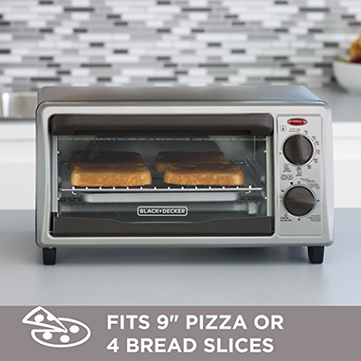 BLACK+DECKER 4-Slice Countertop Toaster Oven, Stainless steel Silver TO1322SBD