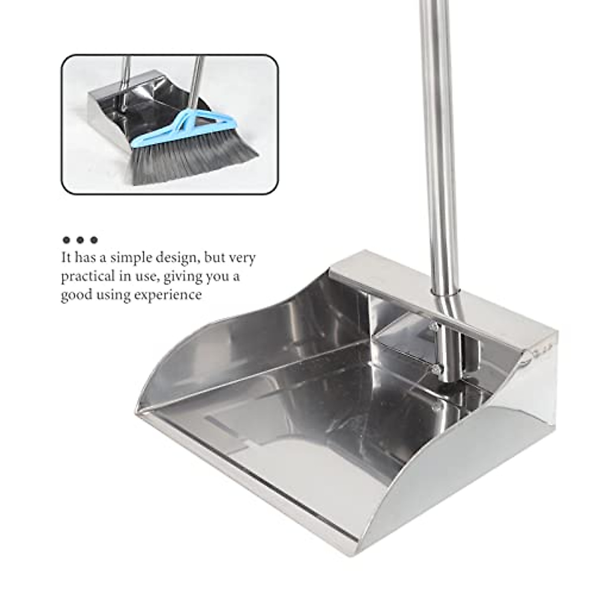 1 Set Stainless Steel Trash Shovel Trash Cleaning Shovel Garden Dustpan Garbage Sweeping Tool Broom and Dustpan Kitchen Stainless Steel + Plastic Office Small Broom Handheld