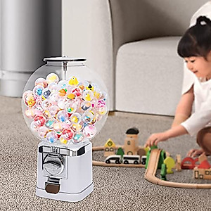 Gdrasuya10 Vending Machine, 18.11" Big Bubble Gumball Machine Lockable Candy Gumball Dispenser Machine Large Capacity Toy Vending Machine for 1.26inch Ball or Candy, White