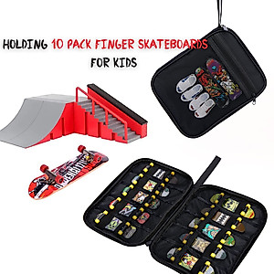HUHYNN 10 Fingerboard Carrying Case Compatible with Tech Deck, Storage Case Compatible with Teck Deck Finger Skateboards, Fingerboard Carry Case Holds 10 Mini Finger Skateboards(Bag Only) (Black)