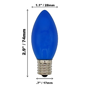 25 Pack C9 Christmas Replacement Light Bulbs - Steady Burning - 7 Watt, Extended Life, Nickel Plated E17 Base - Great for Christmas Lights, Decorative Incandescent Lights (Transparent Multi)