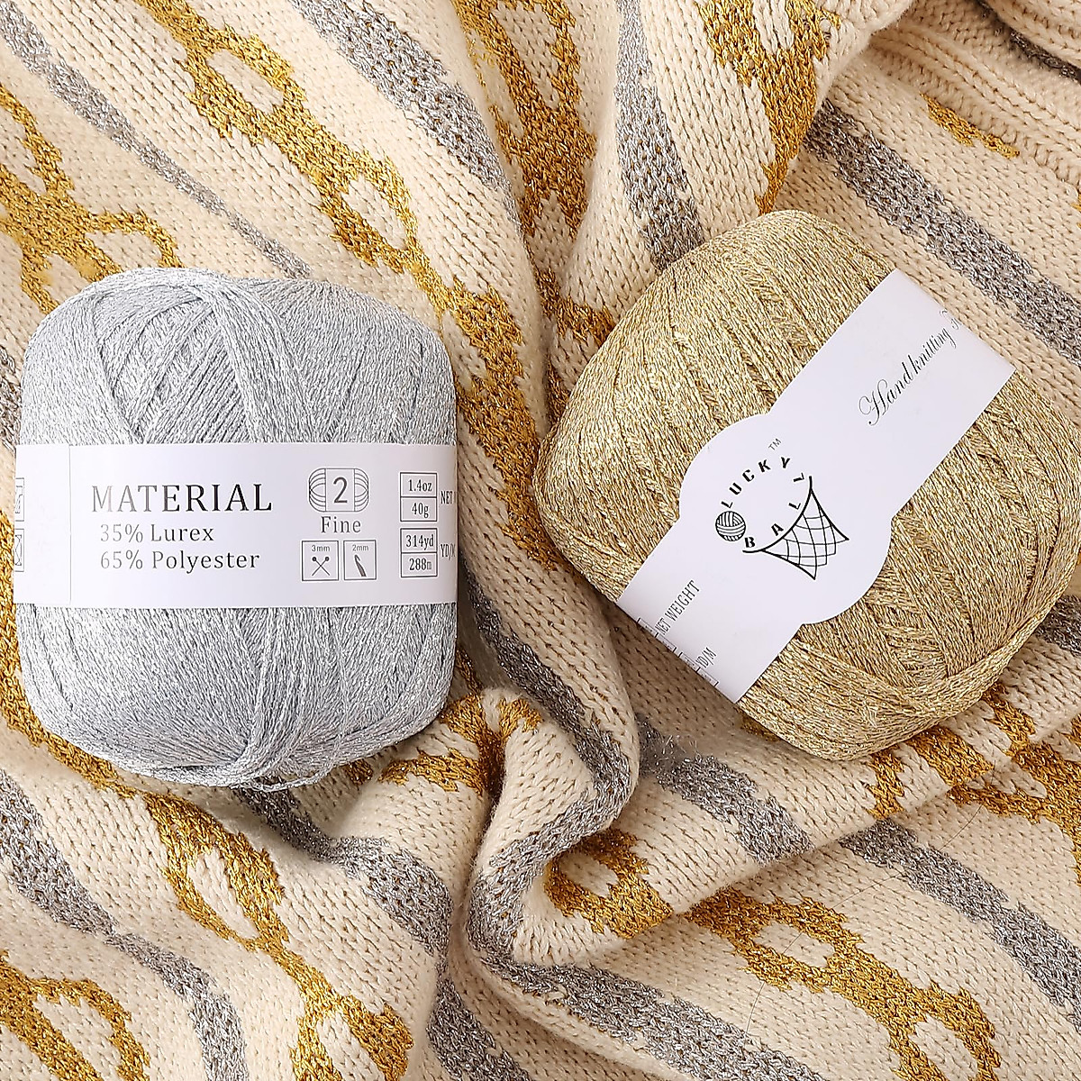 80g Sparkle Silver Lurex Thread Shining Yarn, Metallic Crochet Thread Yarn for Crocheting, Sparkle Metallic for Knitting Clothes, Car Charm, Keychain Charm(Jade)