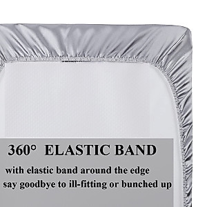 Satin Pack n Play Sheet Set 2 Pack Ultra Soft Silk Fitted Mini Crib Sheets Playard Sheet Protect for Baby Hair and Skin, Grey & Pink