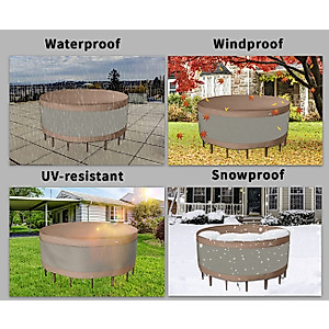 Garden Balsam Patio Furniture Cover Beige 48" D X 28" H Round Waterproof Outdoor Table Chair Set Covers Outdoor Sectional Cover Outdoor Furniture Set Cover