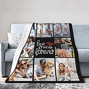 Custom Blanket with Photos Personalized Customized Blankets with Photos Picture Text Customized Gifts for Friend Family Mom Dad Girlfriend Boyfriend on Fathers Mothers Valentines Day Birthday Wedding
