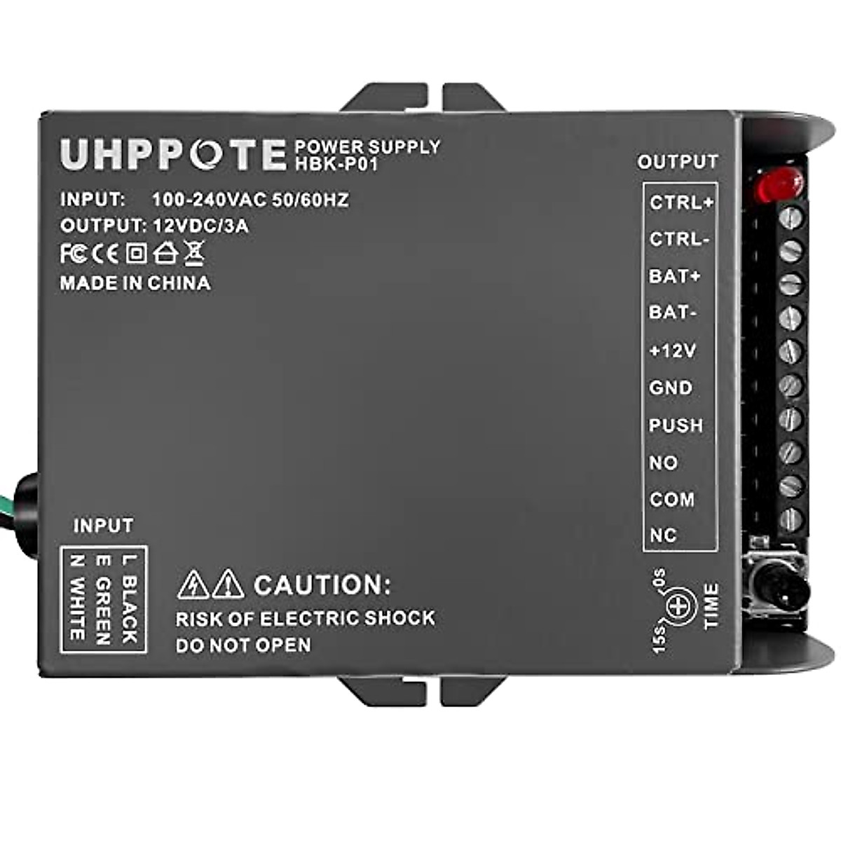 UHPPOTE Door Access Control Power Supply 12V for Electric Lock Intercom Camera (Input:110-240VAC to Output:12VDC)