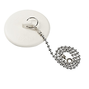 2 Packs Tub Stopper, Rubber Bathtub Stoppers Drain Plug with 15" Stainless Steel Beaded Chain, Premium Bathroom Plug Fit for 1.5" to 2" Kitchen Sink, Bathroom Bath tub, Drain Stopper, White