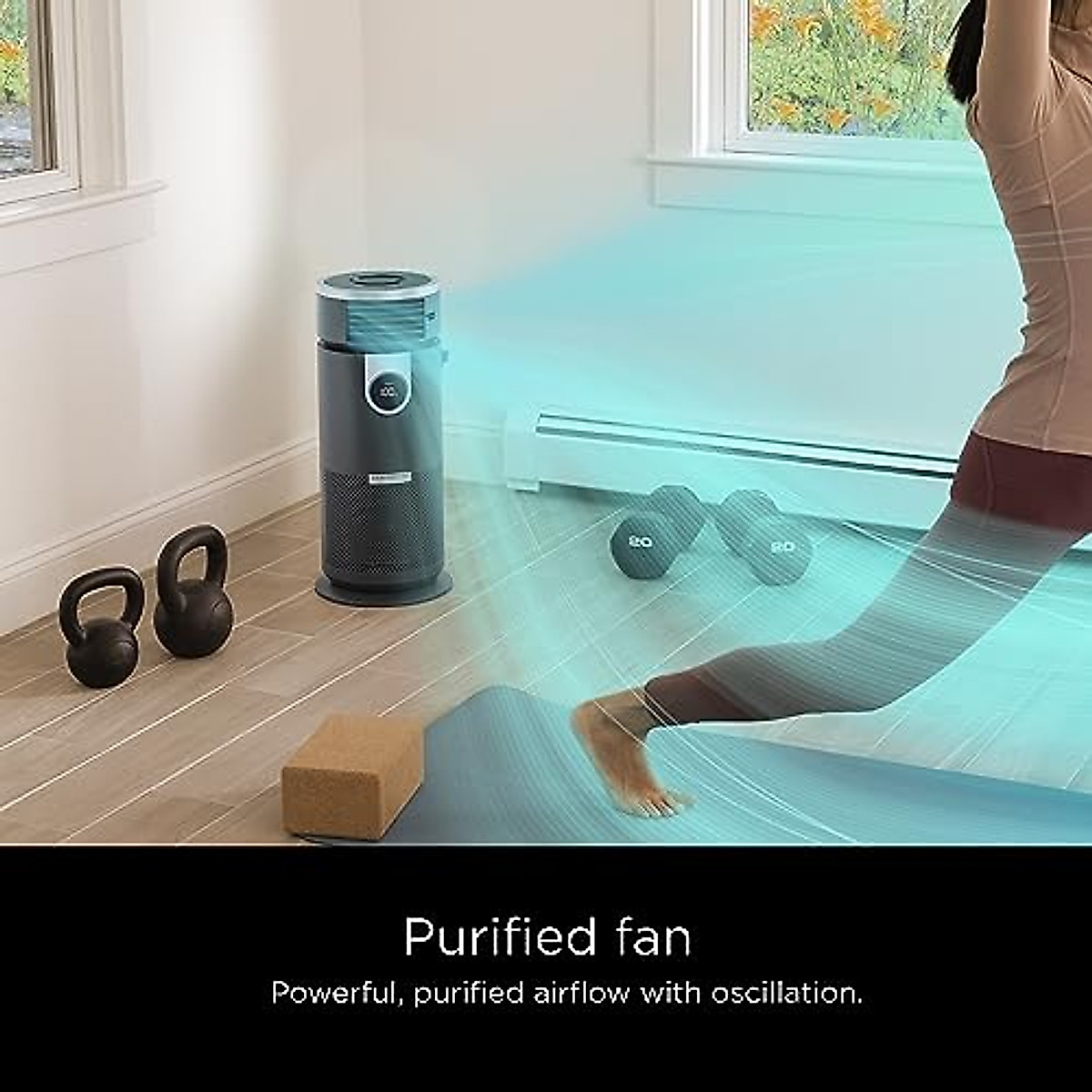 Shark HC452 3-in-1 Clean Sense Air Purifier, Heater & Fan, HEPA Filter, 500 Sq Ft, Oscillating, Small Room, Bedroom, Office, Captures 99.98% of Particles for Clean Air, Dust, Smoke & Allergens, Grey