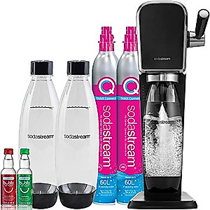 SodaStream Art Sparkling Water Maker Bundle (Black), with CO2, DWS Bottles, and Bubly Drops Flavors