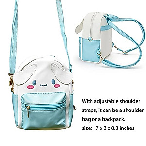 ZJYJING Cartoon Anime Mini Cute PU Backpack Shoulder Bag Backpack Handbag for Kids Girls Cosplay (BLUE)