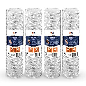 Aquaboon 5 Micron 20x4.5" String Wound Sediment Water Filter Cartridge | Whole House Sediment Filtration | Compatible with PC40-20, WP1BB20P, 355222-45, WPP-45200-01, WPP-45200-01, 84650, 4-Pack
