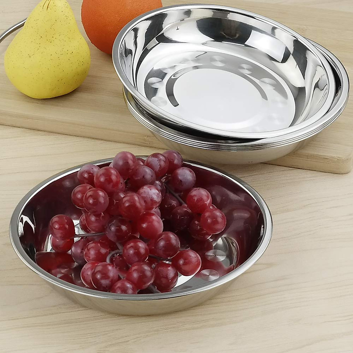Nicesh 7.64 Inch Stainless Steel Round Plate, Dinner Plate Dish, Pack of 6