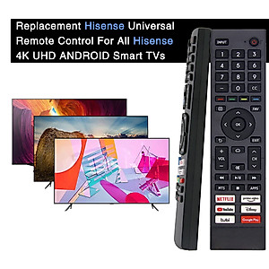 MYHGRC Replacement Hisense TV Remote EN2A27 for Hisense Smart TV Television Remote EN2A27, No Setup Needed Hisense Smart TV Remote with Netflix, Vudu, Amazon and YouTube Buttons …
