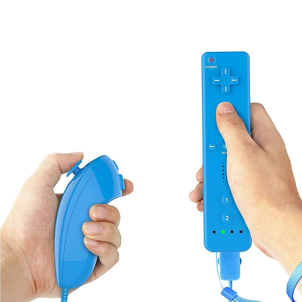 2 Pack Remote Controller Gesture Controller and Nunchuck Joystick Compatible for wii/wii u, Controller With Silicone Case and Wrist Strap - Blue&Red
