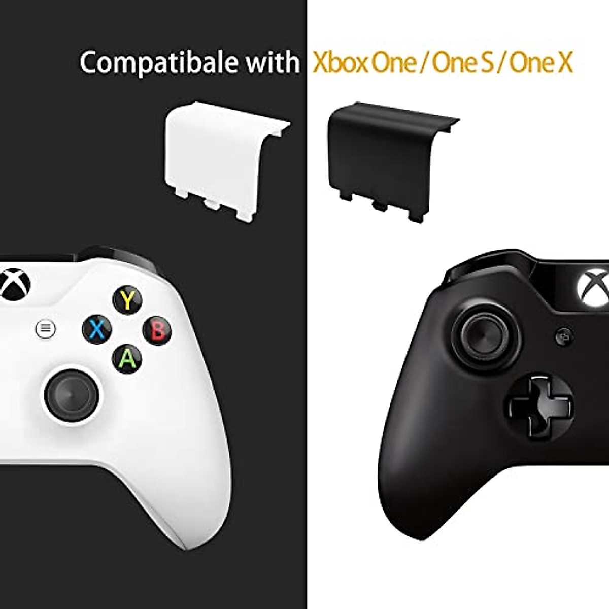 KELIFANG Replacement Battery Cover Door Compatible with Xbox One, One S, One X Controller, Battery Back Shell Repair Part Compatible with Xbox Wireless Controller (Black, White)