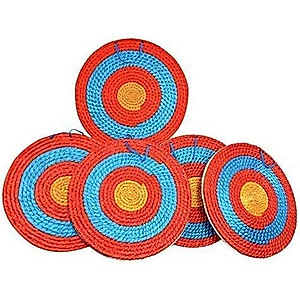 AMEYXGS 4-Ring Bullseye Archery Shooting Target Handmade Traditional Straw Target 1-5 Layer Target Solid Round for Outdoor Sports Hunting Shooting Practice (1 Layer)