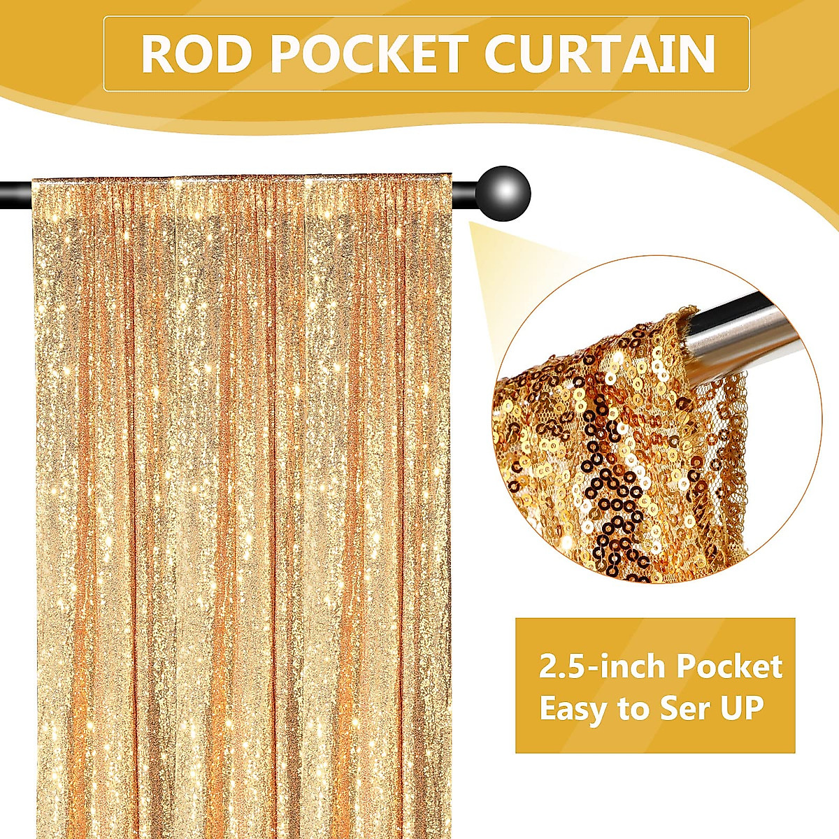 4 Panels Green Gold Sequin Backdrop Curtain 2 ft x 8 ft Glitter Background Sparkle Photography for Party Congrats Grad Graduation Party Decorations, Birthday, Wedding