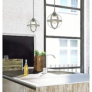 Westinghouse Lighting 6110700 Stella Mira Vintage One-Light Indoor Mini Pendant Light Antique Ash Finish, Brushed Nickel