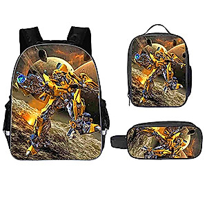 TPBee Kids Child Transformer School Book BagCanvas Backpack + Lunch Bag + Pencil Case Set for School Students One Size