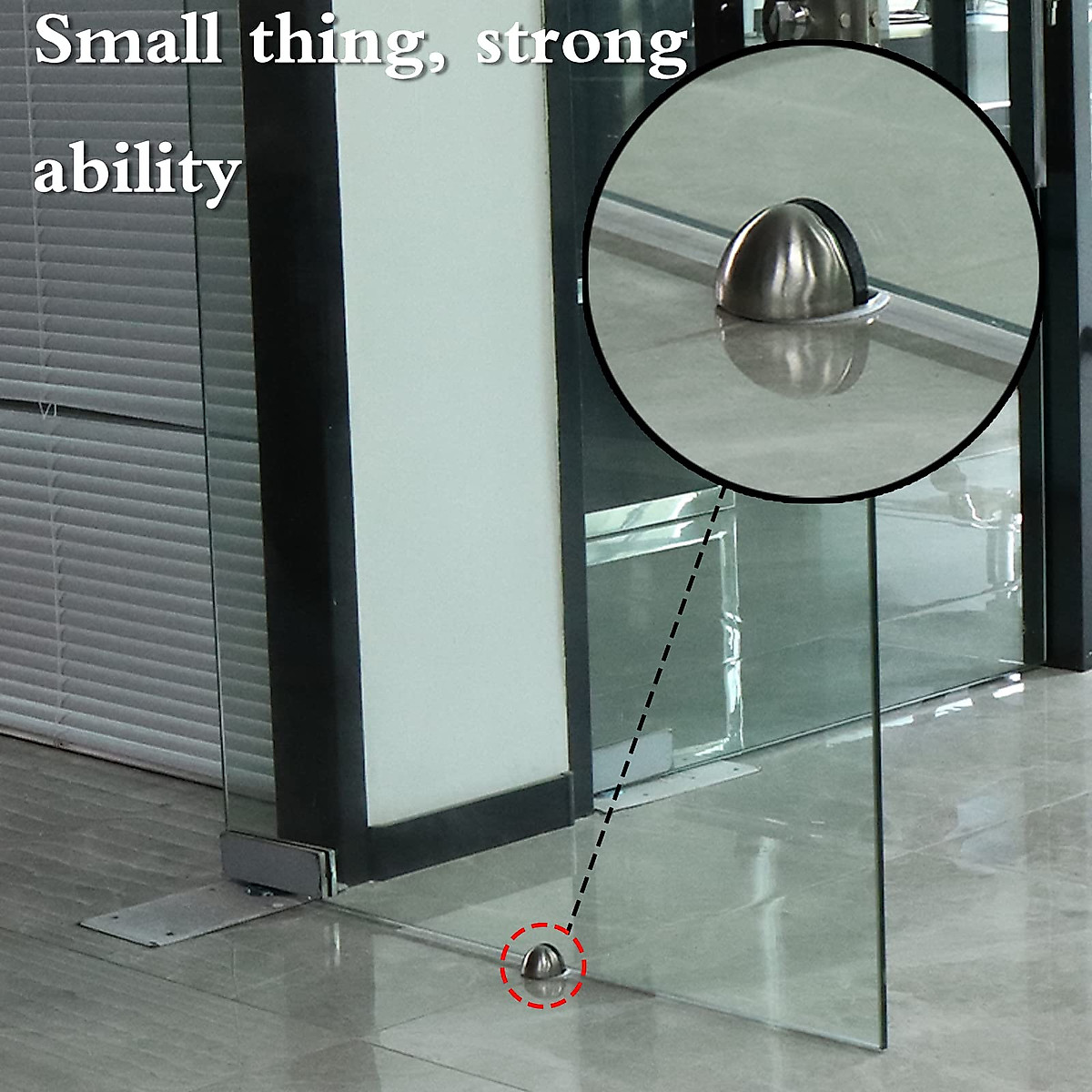 2 Pack Door Stoppers, Door Stopper Set with Rubber Bumper, 3M Adhesive Door Holder Door Stop, No Need to Drill Floor Door Stopper, Stainless Steel Door Stop for Home Hotel