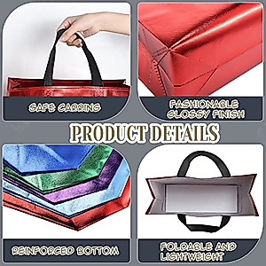 24 Pack Gift Bags Mix Color Set Nonwoven Reusable Shiny Gift Bags with Glossy Finish with Handle Grocery Bags,birthday Bag Favor Bags Goodie Bags for for Party Wedding (13 x 5 x 11 Inches)