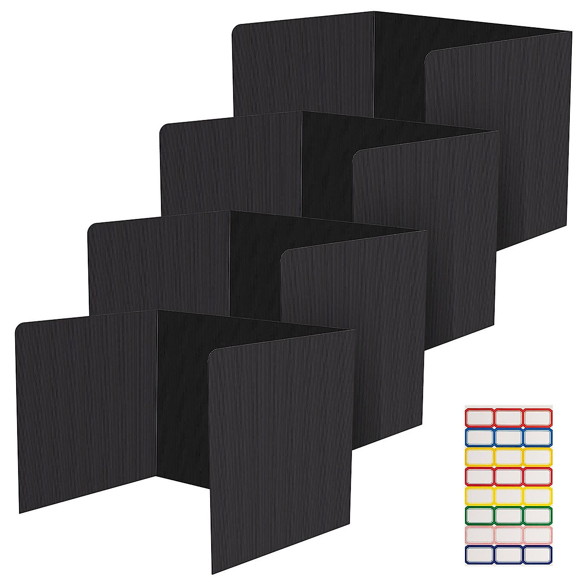 Ayuanb 4 PCS Desk Dividers, 17 x 14 x 13.5 Inch Plastic Classroom Privacy Shields for Student Desks with Name Labels, School Class Study Carrel Folder Boards Teacher Supplies (Black)