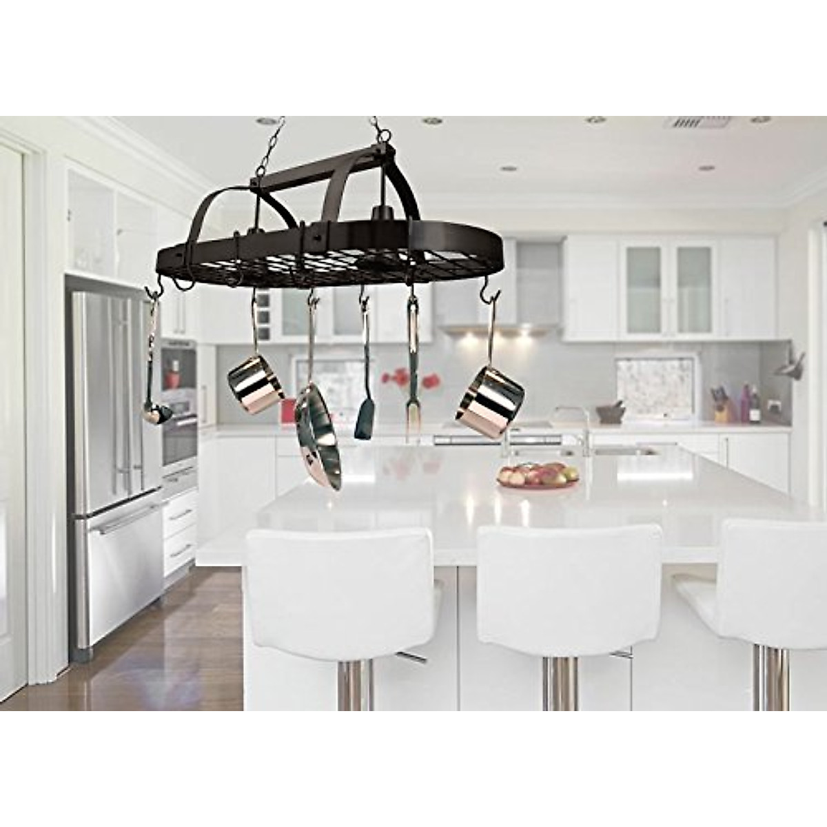 Elegant Designs PR1000-ORB Home Collection 2 Light Kitchen Pot Rack with Downlights, Oil Rubbed Bronze