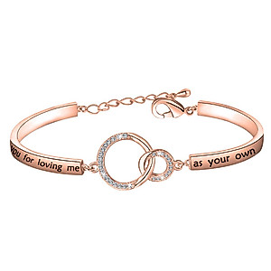 Zuo Bao Stepmother Gifts Stepmom Bracelet Thank You for Loving Me As Your Own Adjustable Charm Bracelet Mother in Law Gift (Rose Gold)