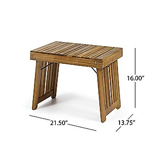 Christopher Knight Home Hilton Outdoor Acacia Wood Folding Side Table, Teak Finish