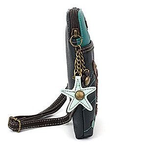 Chala Group Handbags Turtles Cellphone Crossbody Purse, Navy/Teal