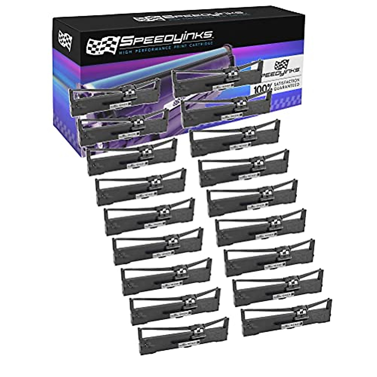 Speedy Inks Compatible Printer Ribbon Cartridge Replacement for Epson S015329 (Black, 18-Pack)