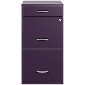 Hirsh Industries Space Solutions 18" D 3 Drawer Metal Organizer File Cabinet Midnight Purple