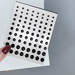 Black Rhinestone Stickers Self Adhesive Face Gems Stick on Body Jewels Eye Bling Jewels Decal Crystal Hair Diamonds for Makeup Rave Accessories Embellishments for Crafts for Women and Girls 2Pcs