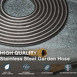 FangFarm Stainless Steel Garden Hose: Durable Quality Metal with High-pressure Water Output for Gardeners（1FT）