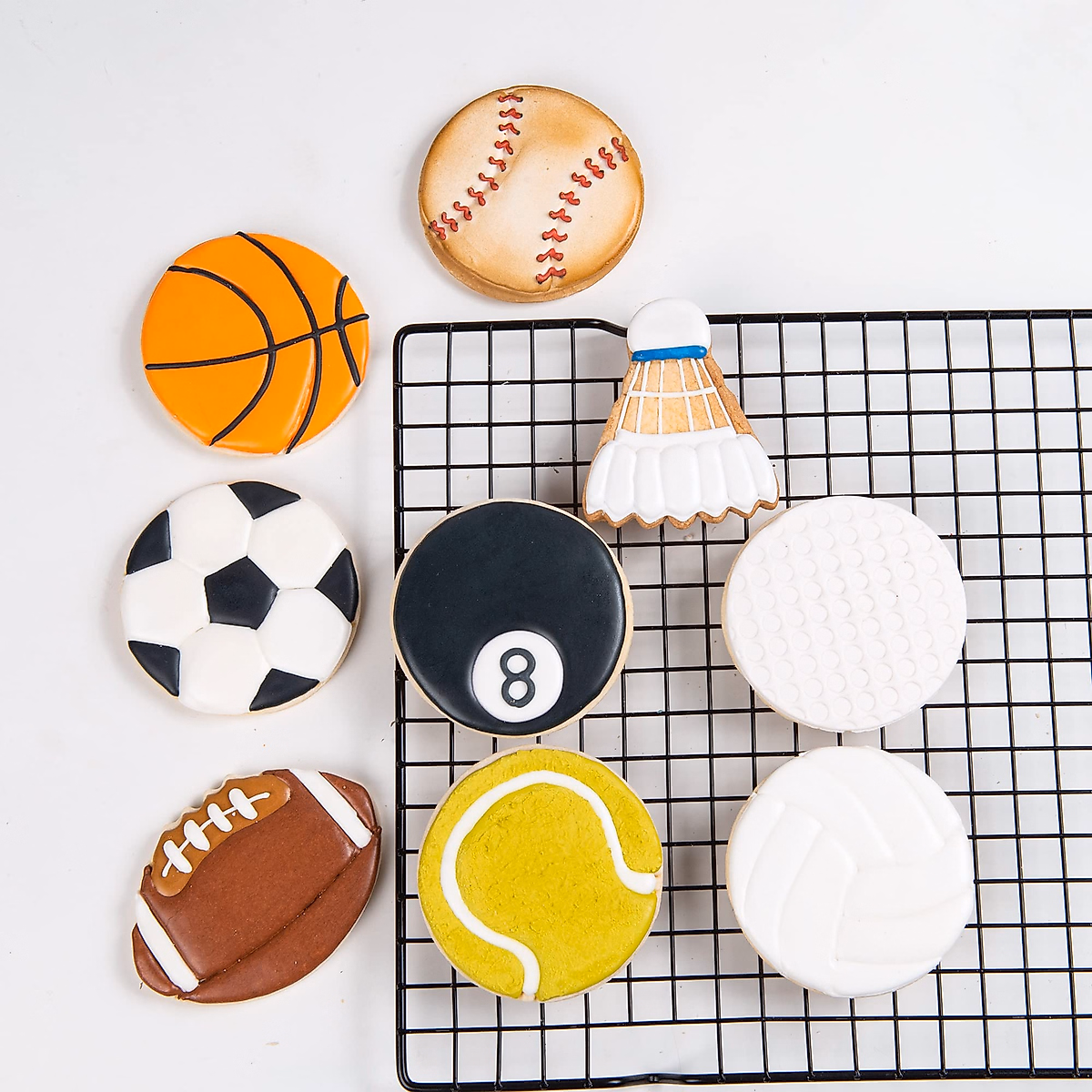 Mostop Soccer Cookie Cutter with Stampers, 3D Sports Cookie Cutter Set, Cake Decoration Tools Birthday Party Supplies Favors