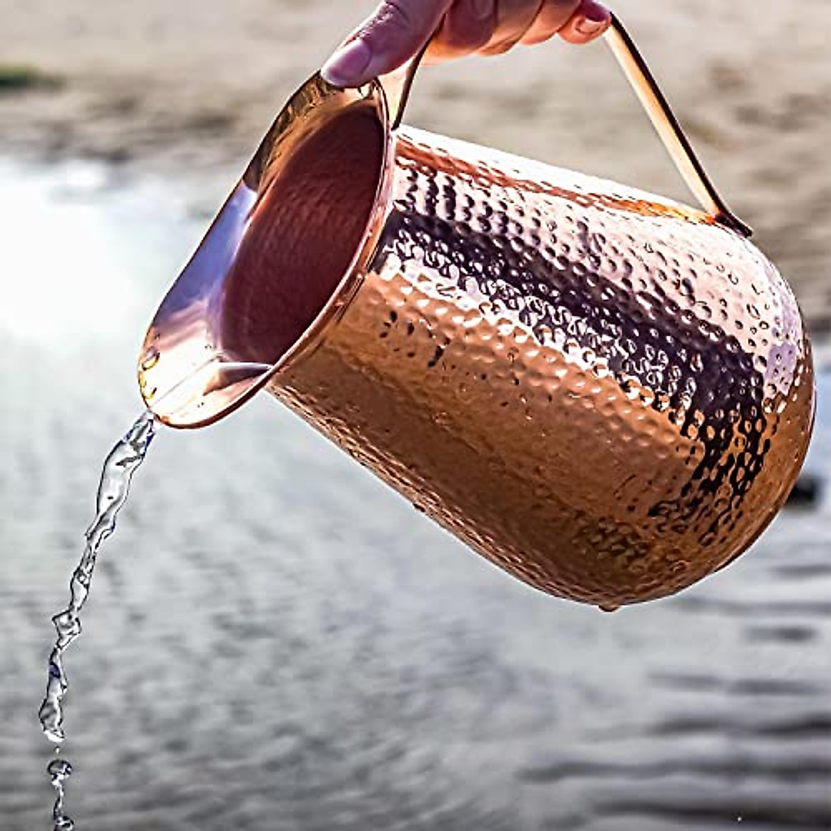 Kosdeg - Copper Pitcher With Lid - 68 Oz - Drink More Water, Lower Your Sugar Intake And Enjoy The Health Benefits - Pure Copper Handmade Hammered Jug, The Best Bedside Carafe - Heavy Gauge