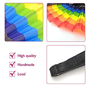 AMS Rainbow Hand Fans, Pride Fan Folding Hand Fan, Colorful Hand Held Fan, Plastic Folding Fan for Music Festival Events and Dance Supplies (10pcs Black Slats).