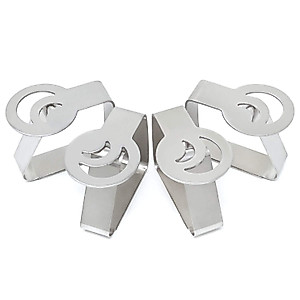 Honbay 4PCS Stainless Steel Silver Thickened Strong Cloth Clip,Tablecloth Clamp Holder, Table Cover Clamps,Table Cloth Holders, Table Cloth Clips Holders for Outdoor and Indoor (Moon)