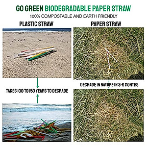 Biodegradable Paper Straws, 300 Pieces Pack,Red Heart Stripe Disposable Drinking Straws,Eco Friendly Christmas Party Supplies, Birthday, Wedding,christmas straws