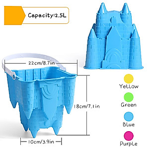LNCOJOLM Castle Beach Bucket Toys for Kids, Sand Pails Sandbox Kit Sand Toy, Beach Party Travel Camping Fishing Garden Tools Summer Fun, Birthday Gift for Boy Girl Children