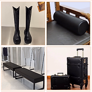 Picheng Vinyl Faux Leather Sheets: Black Smooth Faux Leather Fabric Waterproof 54" x 36" Vinyl Upholstery Leather Soft Synthetic for Upholstery Car, Bags,DIY Crafts (Black)