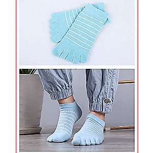 JJLEAF Toe Socks, 5 Pairs Women's Toe Socks for Running Cotton Five Finger Socks Athletic Walking