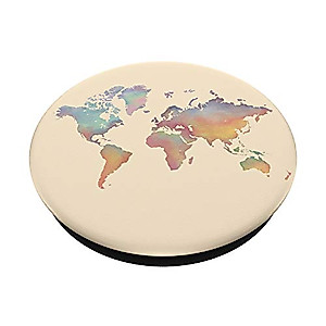 Wold Map Painting Watercolor Artwork PopSockets PopGrip: Swappable Grip for Phones & Tablets