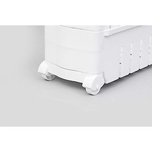 Basicwise Plastic Storage Cabinet Organizer 3 Shelf Cart, White