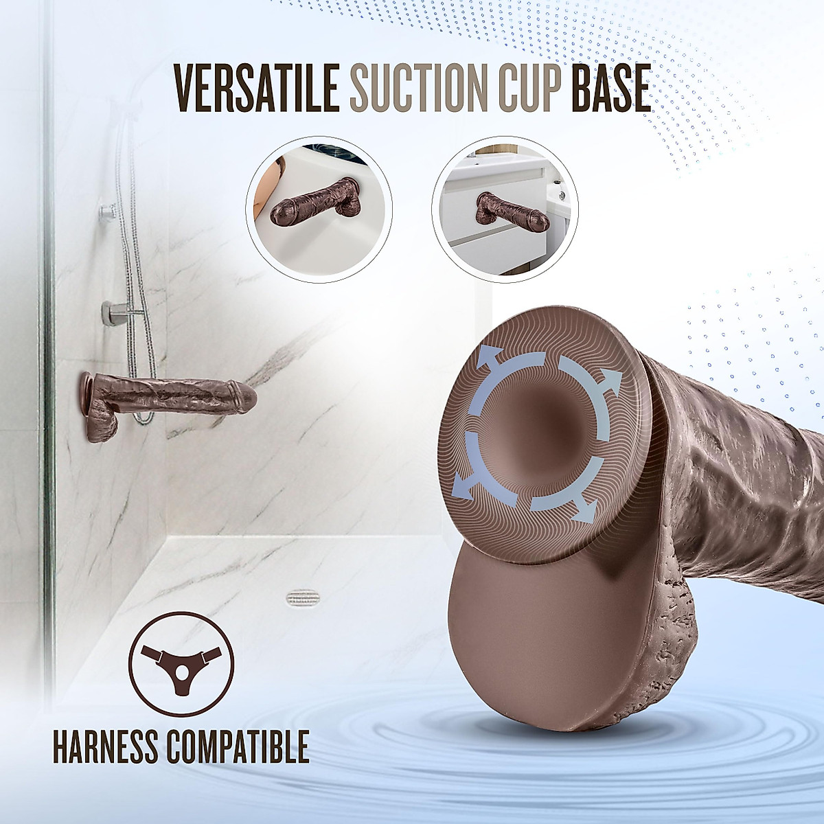 Eden Adult Sex Toys - Realistic Monster Dildo - 11.5 Inch Long - Lifelike Huge Thick Penis with Strong Suction Cup - Harness Compatible for Vaginal Anal G Spot Stimulation - Women Men & Unisex - Brown