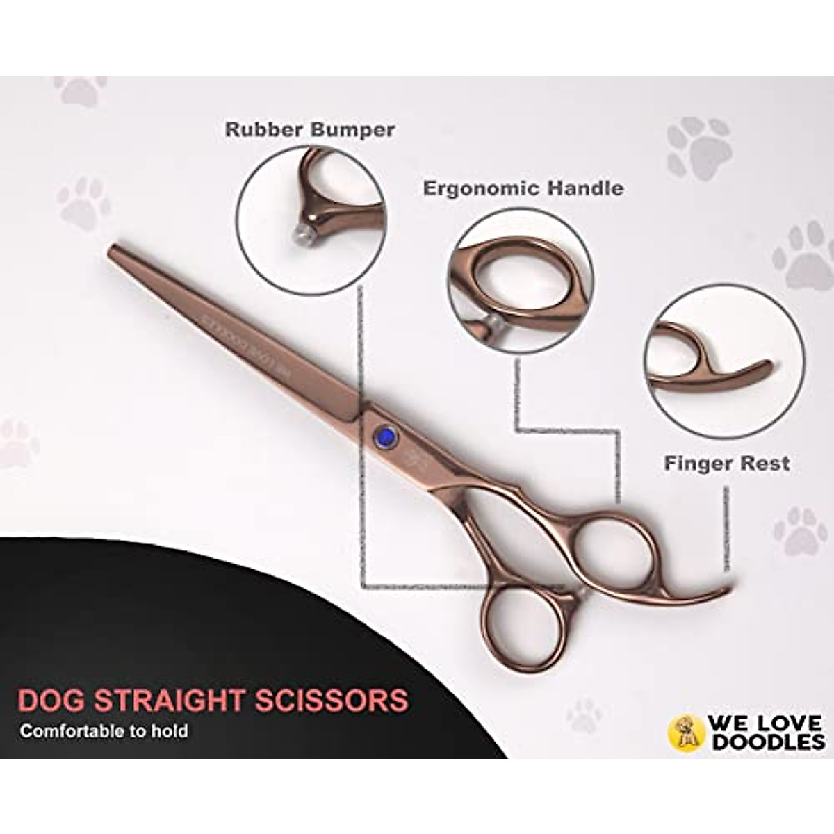 We Love Doodles Dog Grooming Scissors Kit - Dog Grooming Shears - Curved Dog Grooming Scissors - Thinning Scissors For Dogs - Best Grooming Scissors For Goldendoodles