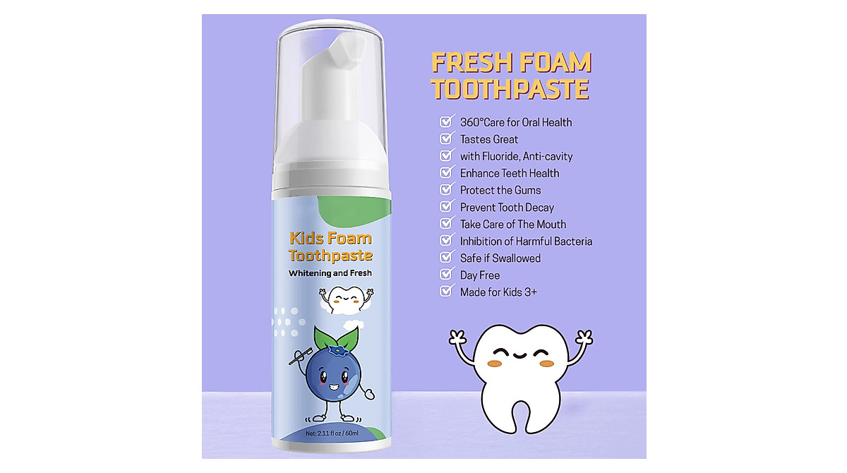 Kids Foam Toothpaste with Low Fluoride for Safe Dental Care